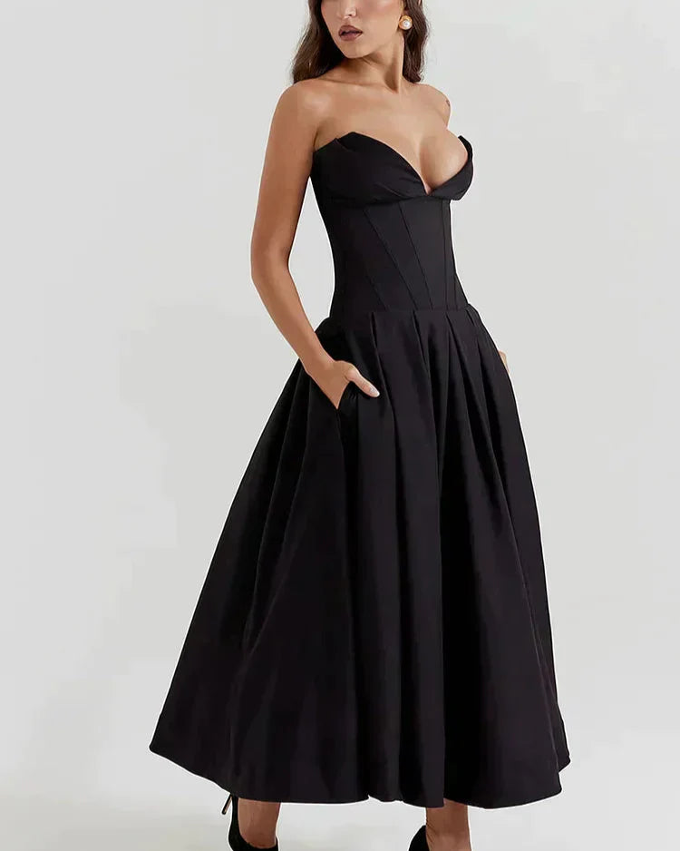 EMERSYN - ELEGANT STRAPLESS DEEP V-NECK GALA DRESS – North & Muse