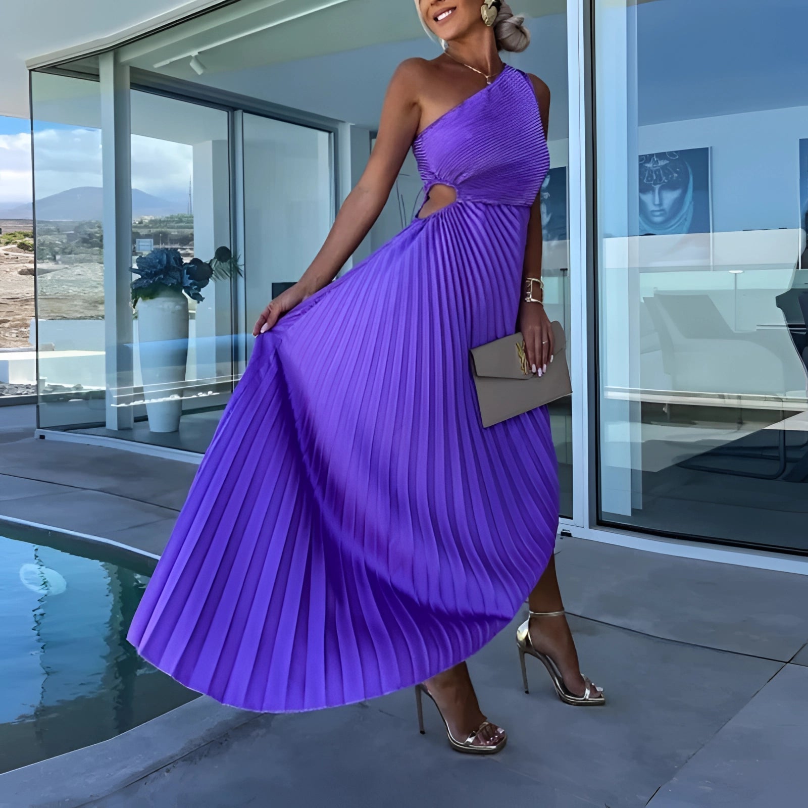 ELLISON - ELEGANT MAXI DRESS WITH WAIST CUTOUT – North & Muse